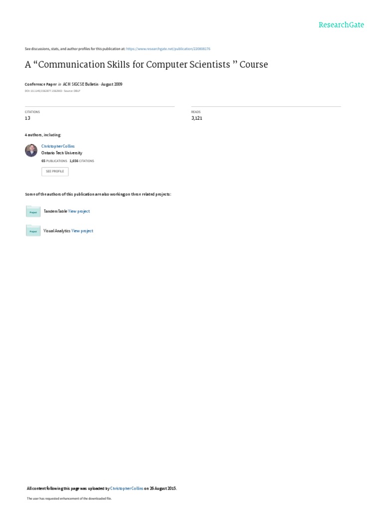A Communication Skills For Computer Scientists Cou PDF | PDF