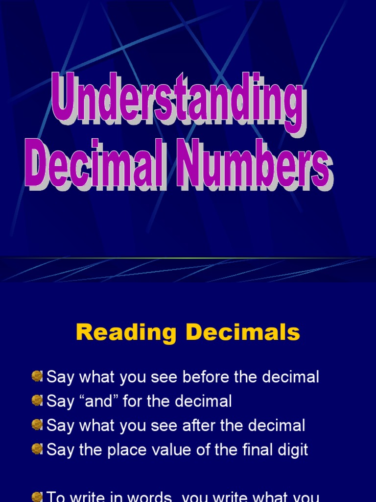 Understanding Decimals | PDF | Elementary Mathematics | Mathematical ...