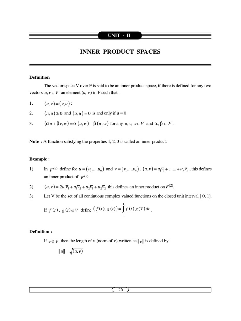 Inner Product Spaces: Unit - Ii | PDF | Eigenvalues And Eigenvectors ...