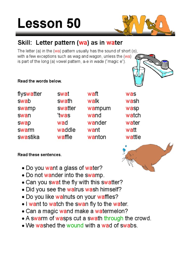 Understanding 'wa' Sound in Words | PDF