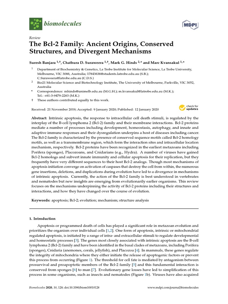 Biomolecules: The Bcl-2 Family: Ancient Origins, Conserved Structures ...