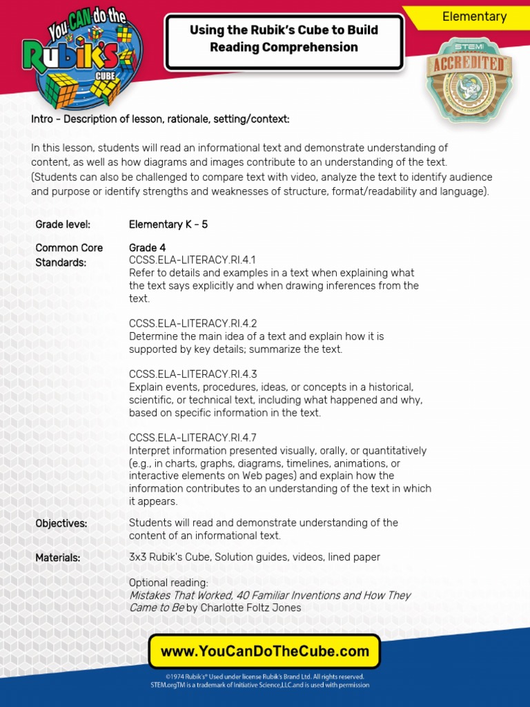 Using The Rubik's Cube To Build Reading Comprehension | PDF | Reading ...