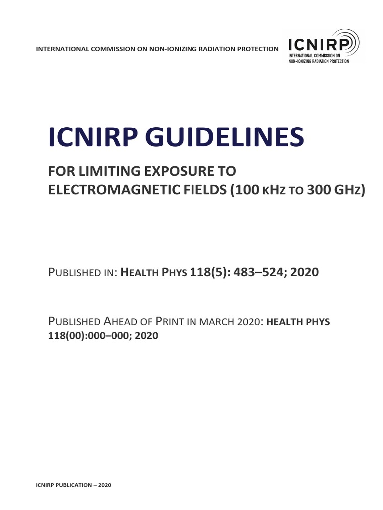 Icnirp Guidelines: FOR Limiting Exposure TO Electromagnetic Fields (100 H 300 GH) | PDF ...