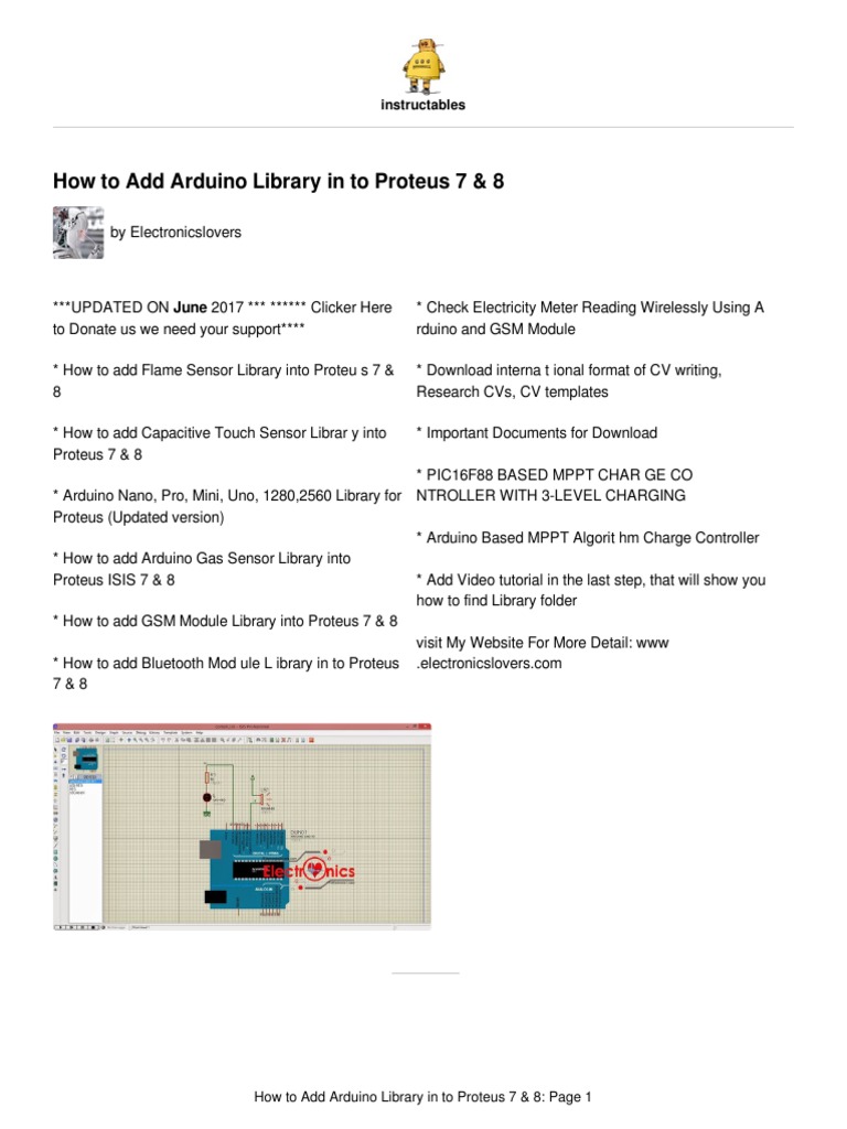 How To Add Arduino Library In To Proteus 7 8 Pdf Library Computing Arduino