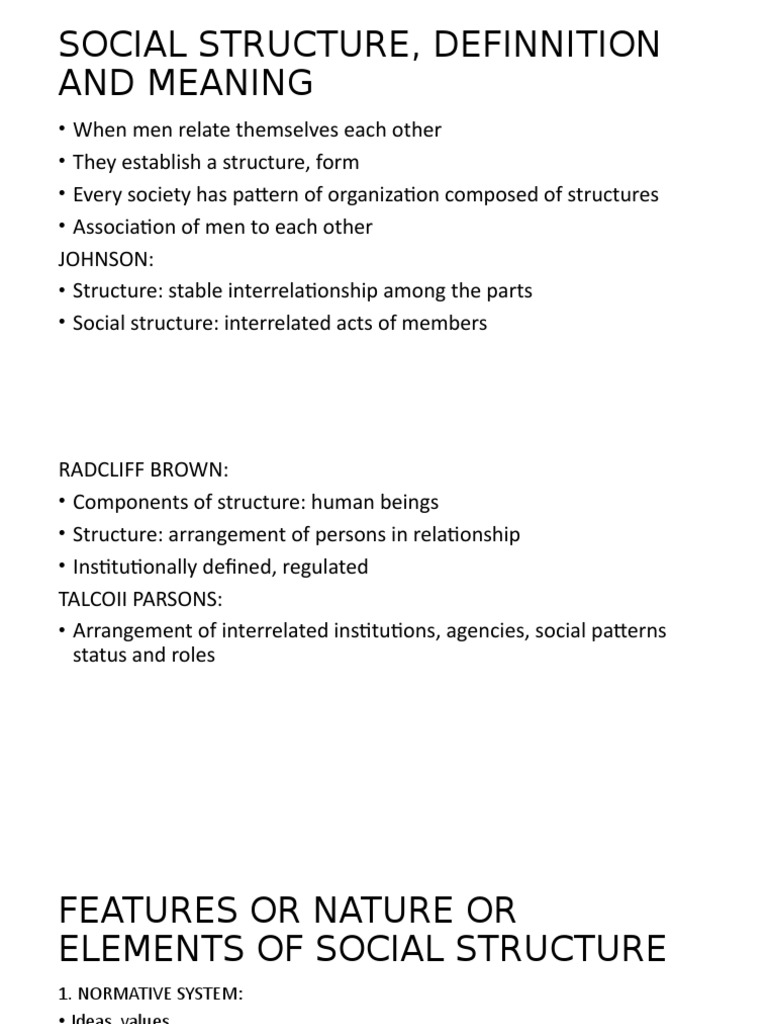1.social Structure, Definnition and Meaning | PDF