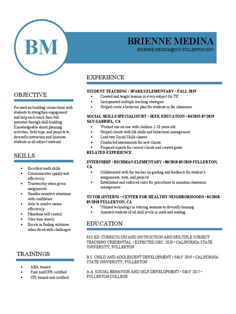 BM Resume | PDF | Applied Psychology | Teachers