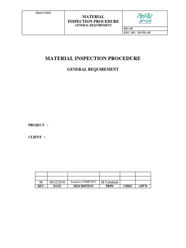 Material Inspection Procedure-General Requirement-Combined (30-P01-00 ...