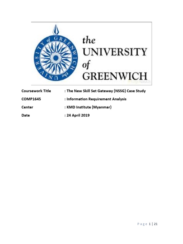 Coursework Title: The New Skill Set Gateway (NSSG) Case Study COMP1645 ...