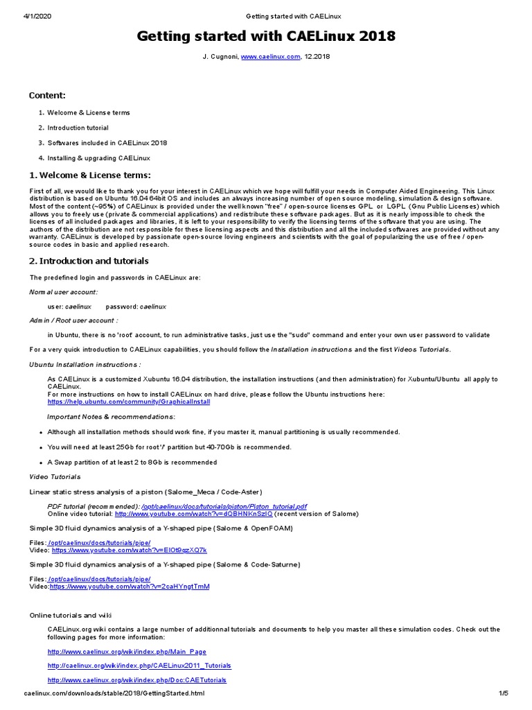 Getting Started With CAELinux 2018 | PDF | Booting | 3 D Computer Graphics