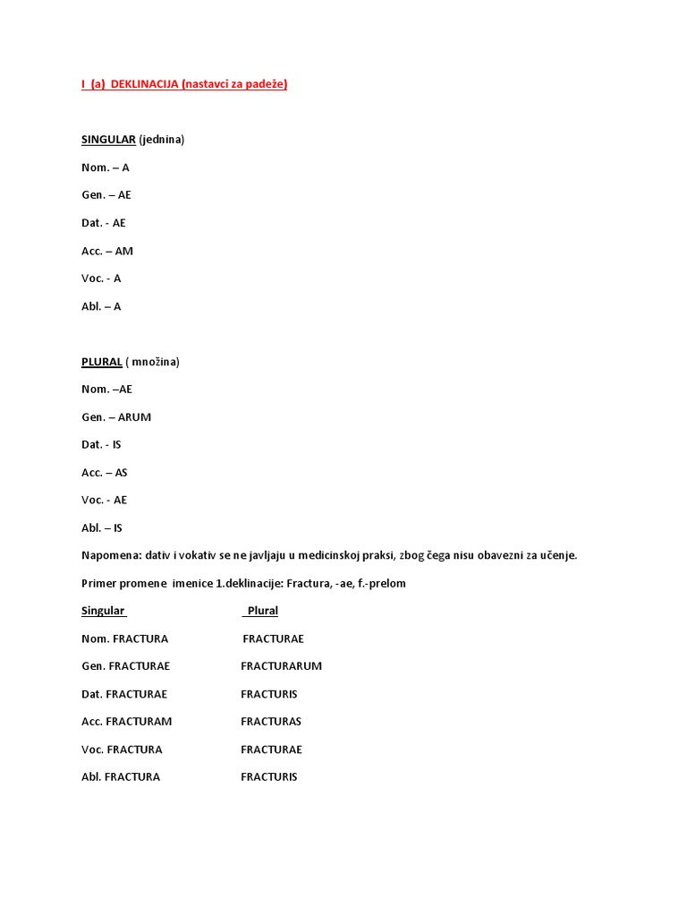 Deklinacije, Nastavci I Promena Po Padežima-1 PDF | PDF