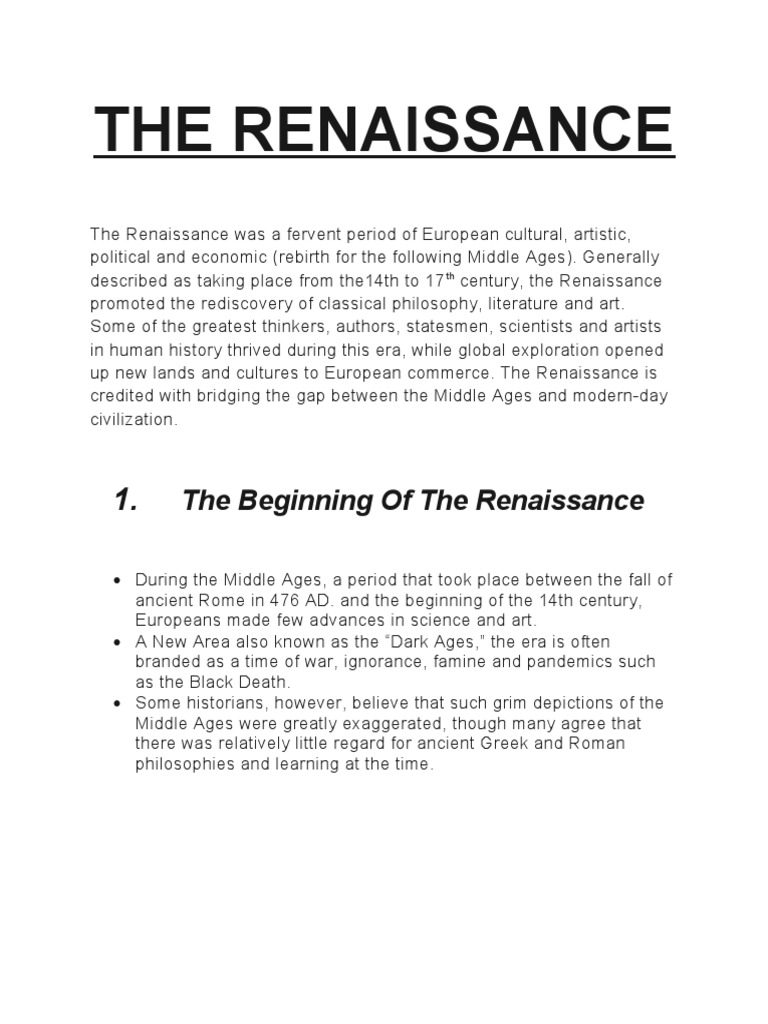 The Renaissance: Cultural Rebirth in Europe | PDF