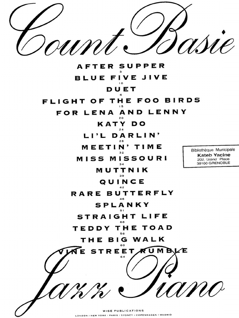 Count Basie - Jazz Piano PDF | PDF
