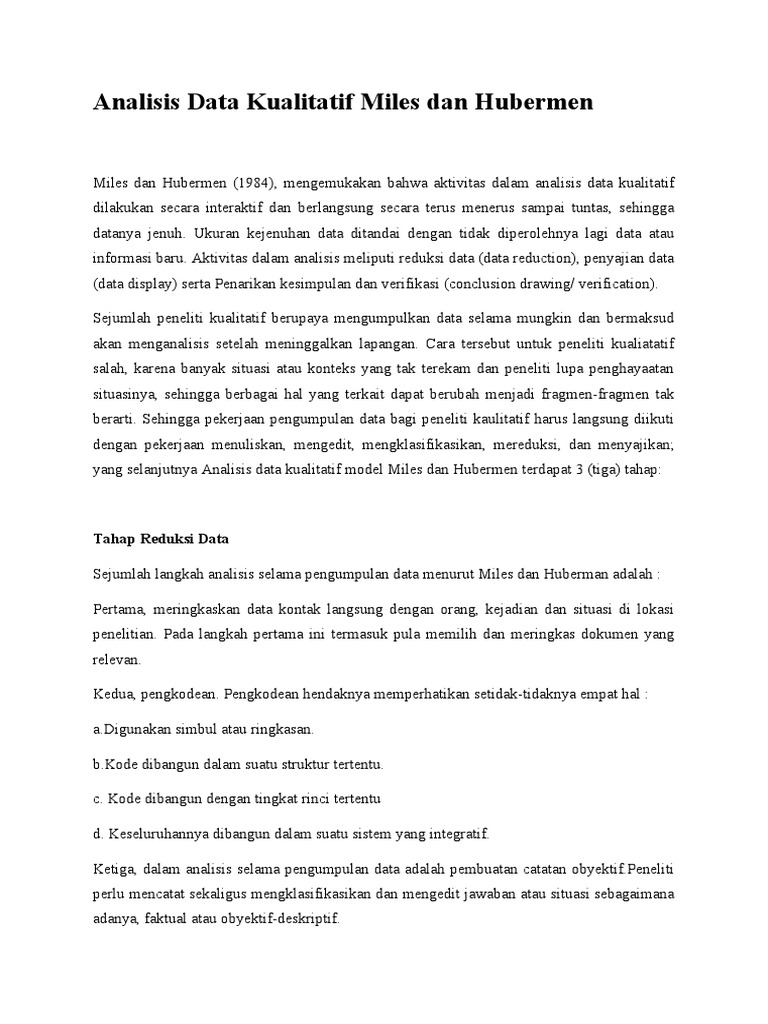 ANALISIS DATA KUALITATIF MENURUT MILES DAN HUBERMAN | PDF
