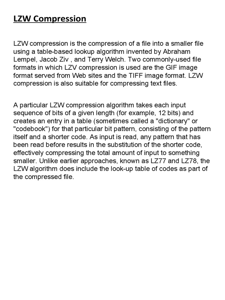 LZW Compression | PDF