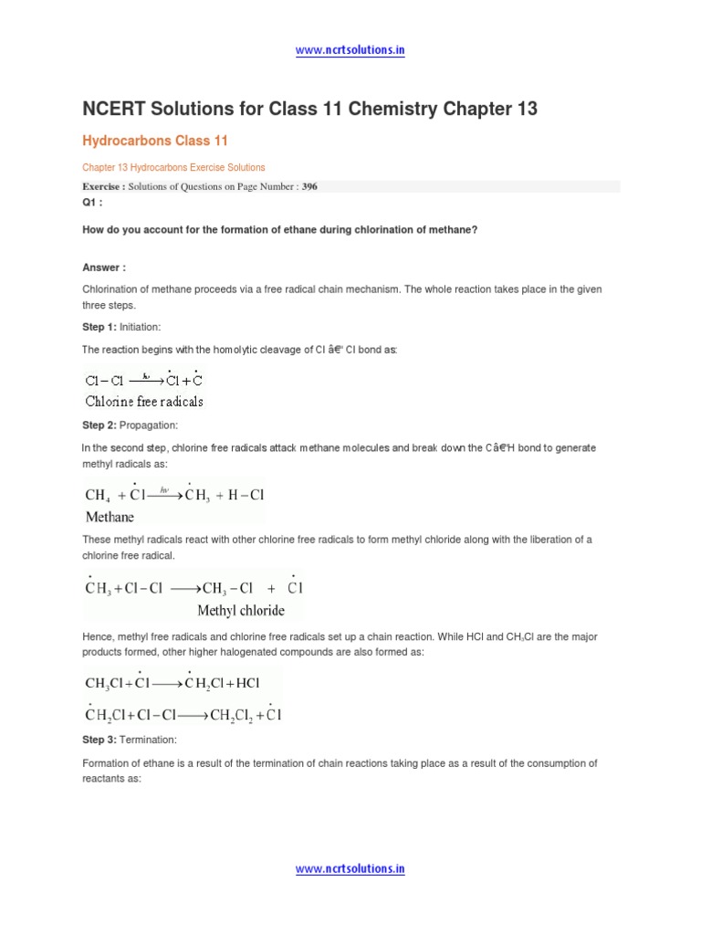 NCERT Solutions For Class 11 Chemistry Chapter 13 | PDF