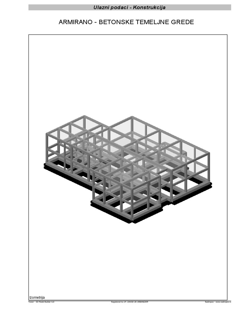 Armirano - Betonske Temeljne Grede: Izometrija | PDF