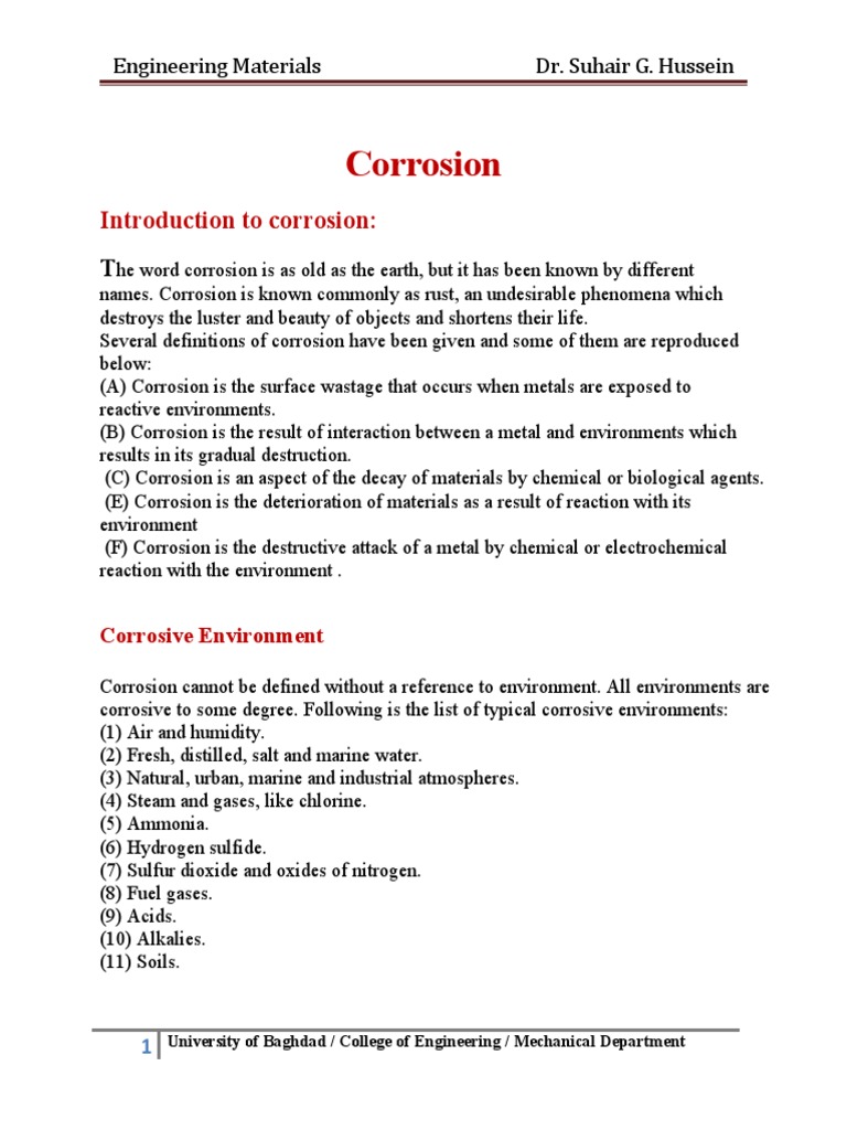 Introduction To Corrosion | Download Free PDF | Rust | Corrosion