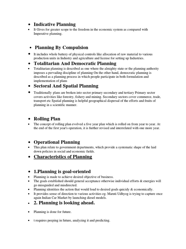 Indicative Planning: 2. Planning Is Looking Ahead | PDF | Goal | Planning