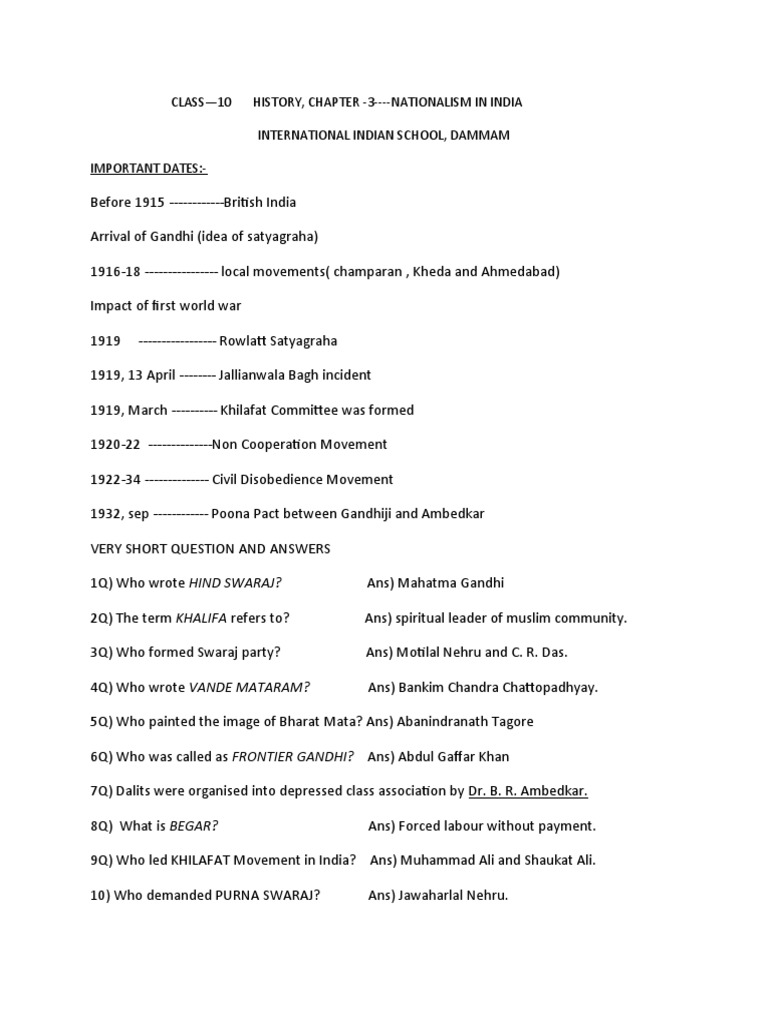 Class-10 History, Chapter - 3 - Nationalism in India International ...