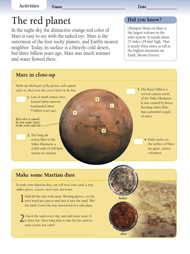 The Red Planet - Activities | PDF | Mars | Planetary Science