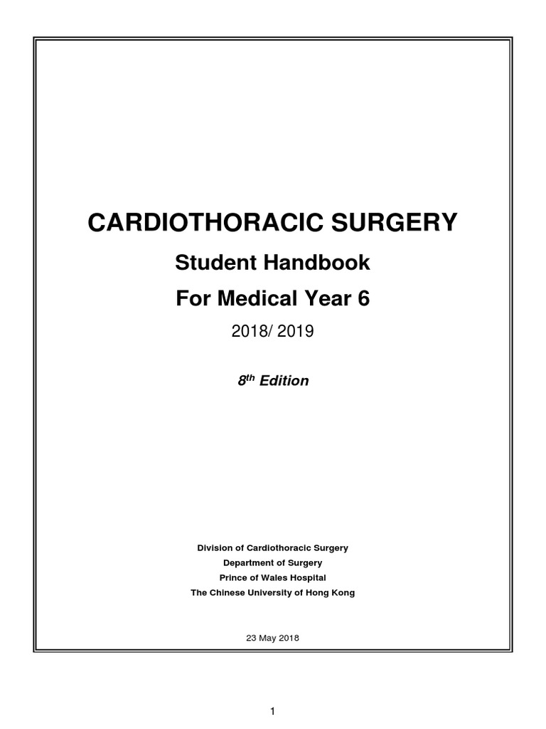 CTS Student Handbook PDF | PDF | Coronary Artery Bypass Surgery | Heart