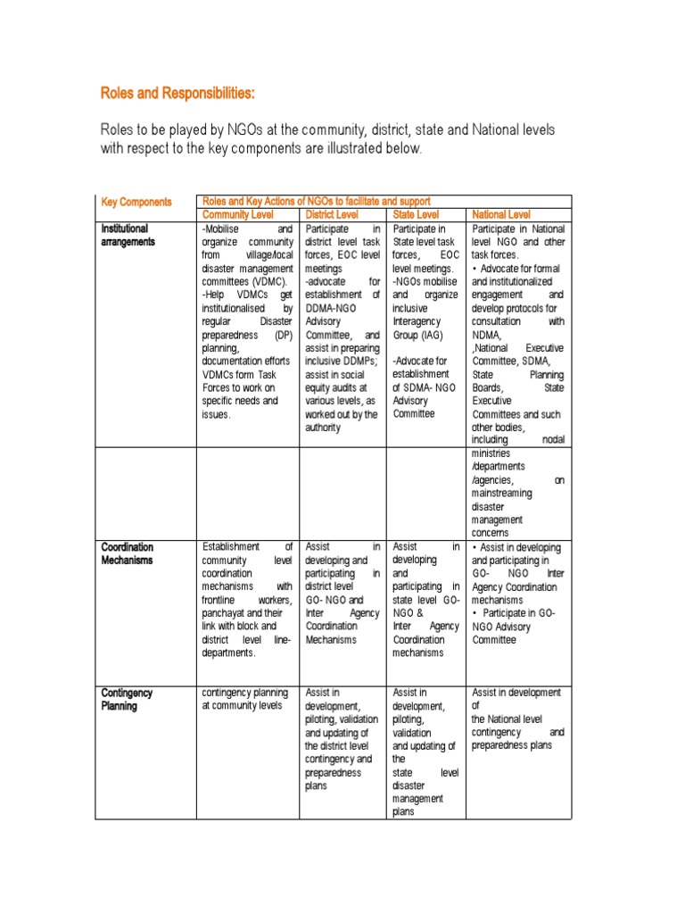 Roles and Responsibilities of NGO | PDF | Non Governmental Organization ...