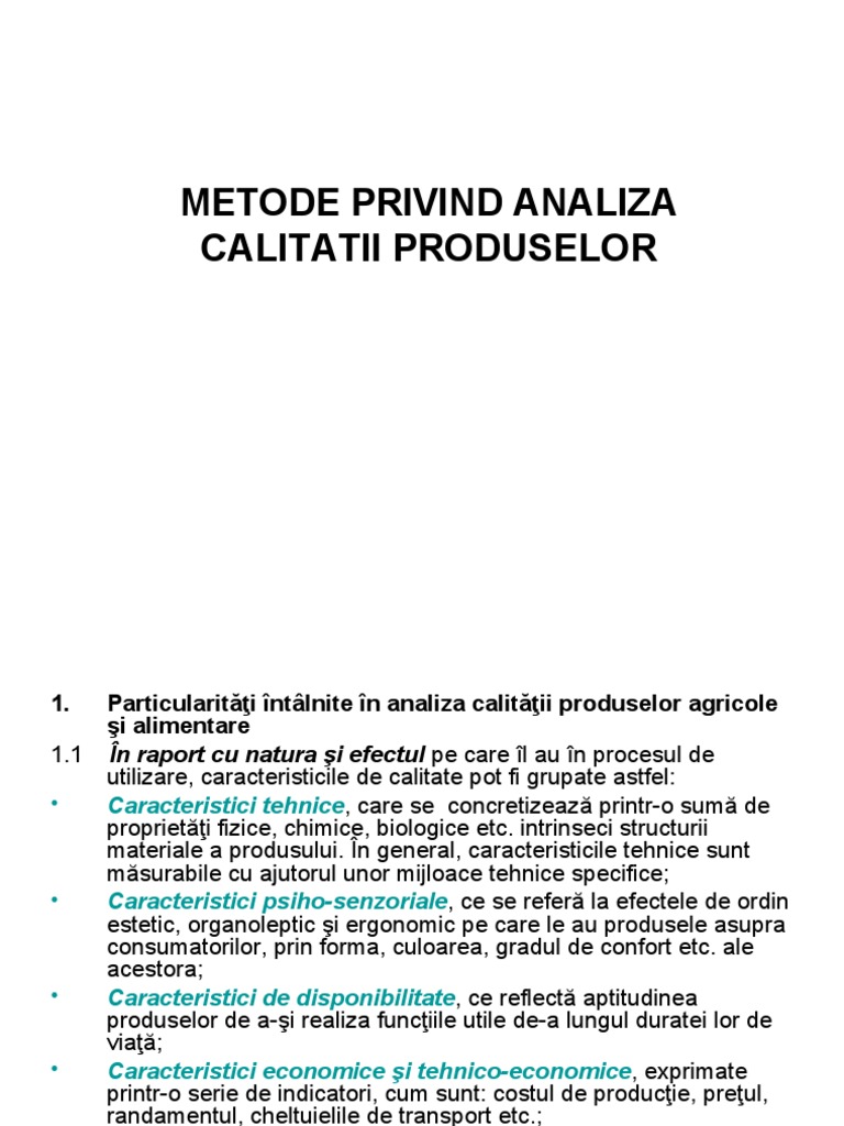 Metode de Analiza A Calitatii | PDF
