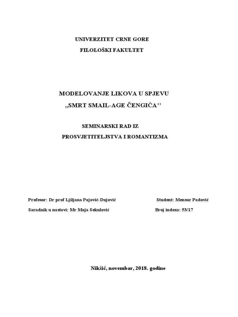 SMRT Smail-Age Čengića | PDF