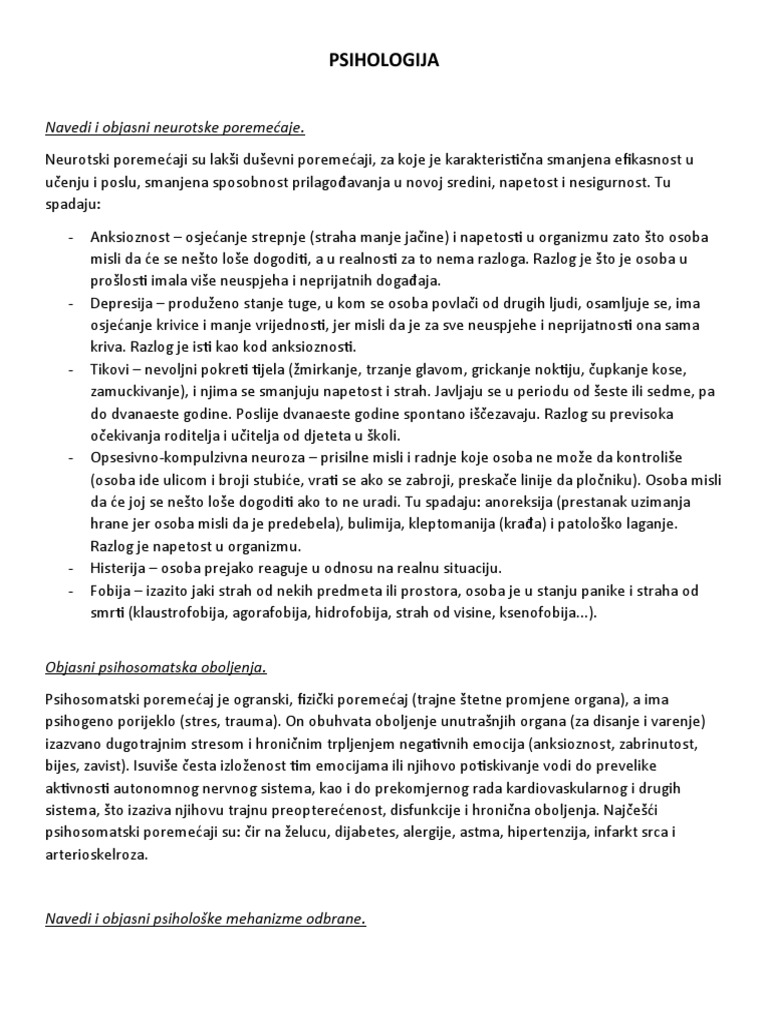 Neurotski Poremećaji | PDF