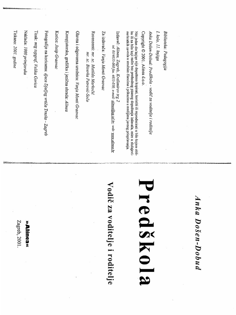 PREDSKOLA - Anka Dosen-Dobud (Vodic Za Voditelje I Roditelje) 2001 PDF ...