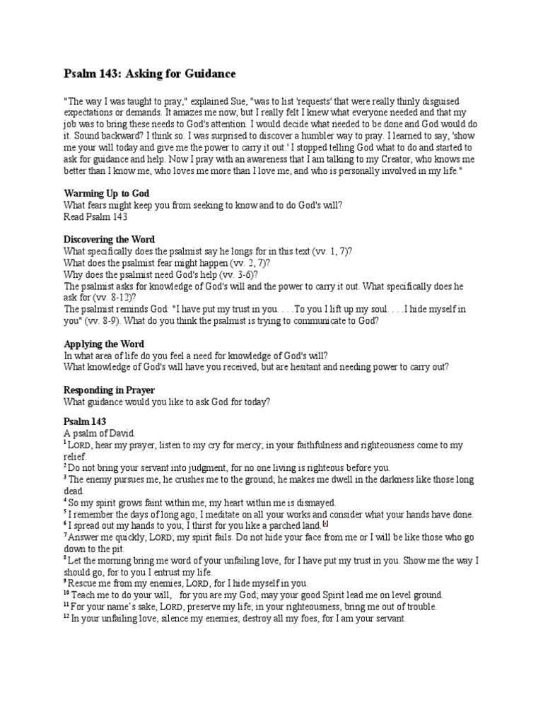 Psalm 143 | PDF | Psalms | Prayer