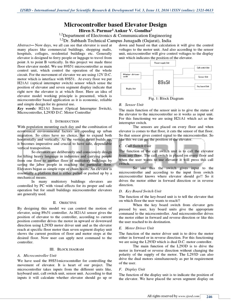 Microcontroller Based Elevator Design PDF | PDF | Elevator | Switch
