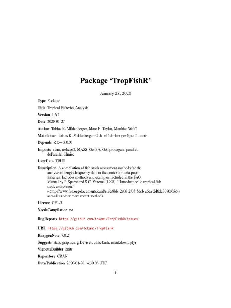 Package Tropfishr': January 28, 2020 | PDF | Parameter (Computer ...