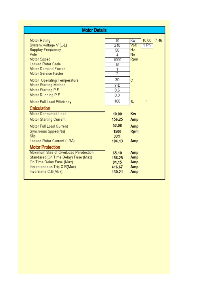 Motor Details: Calculation | PDF | Fuse (Electrical) | Amplifier