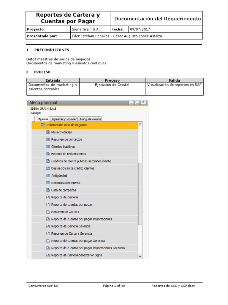 Reportes de CXC y CXP PDF | PDF
