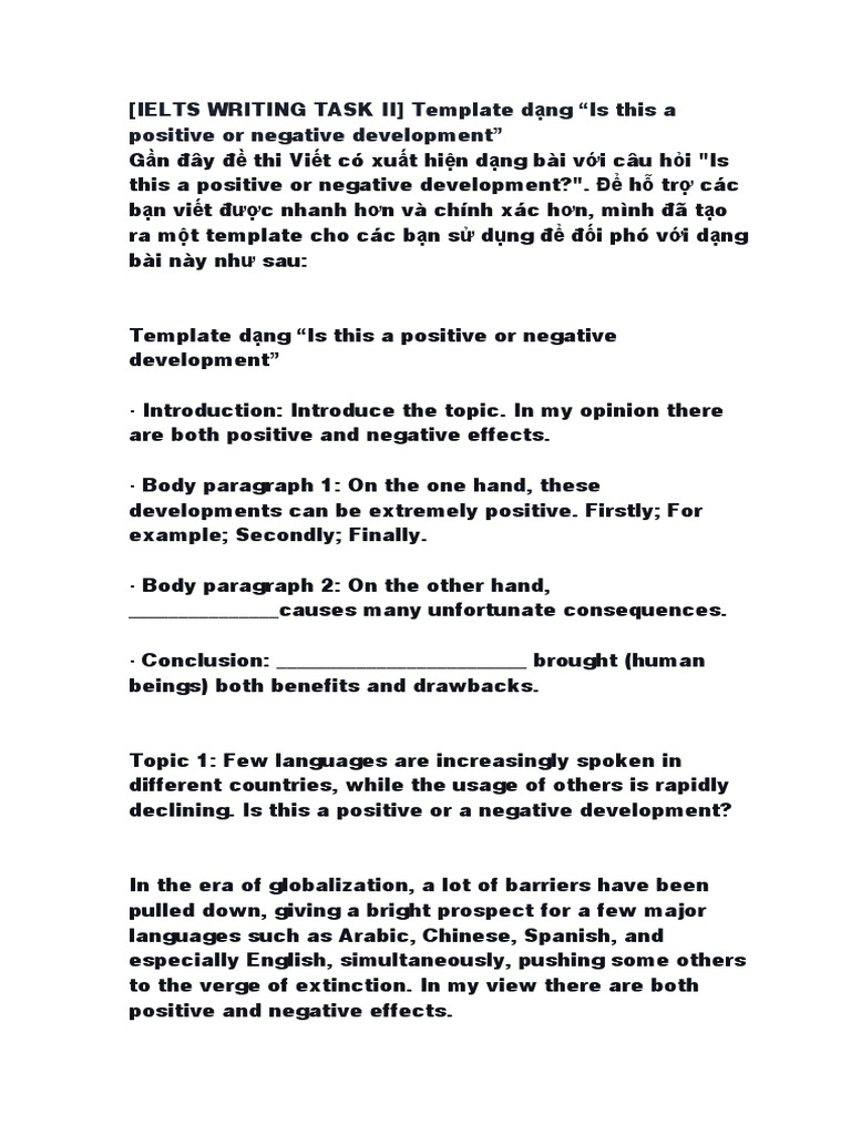 IELTS Writing Task 2 Template Guide | PDF | Psychological Concepts ...