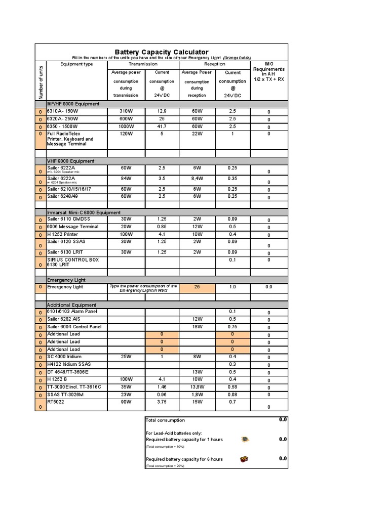 Battery Capacity Calculator 6000 Series Pdf Power Physics