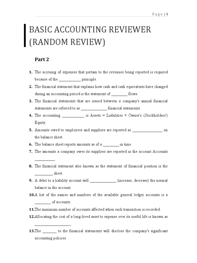 Basic Accounting Reviewer (Random Review) | PDF | Debits And Credits ...