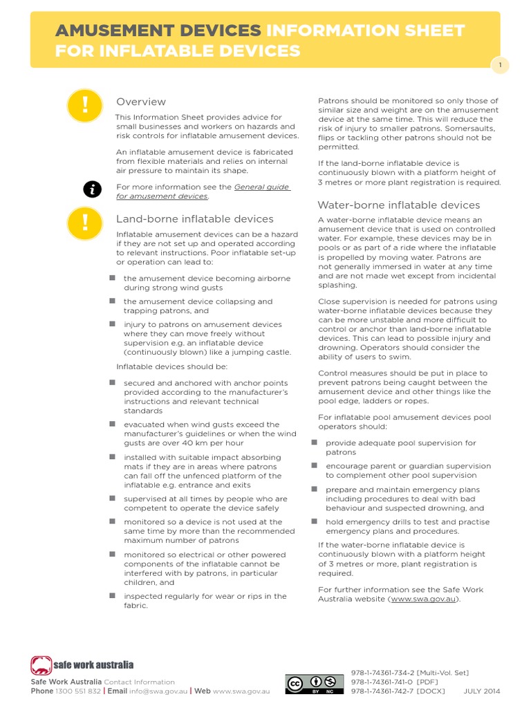 Amusement Devices Information Sheet Inflatable Devices | PDF ...