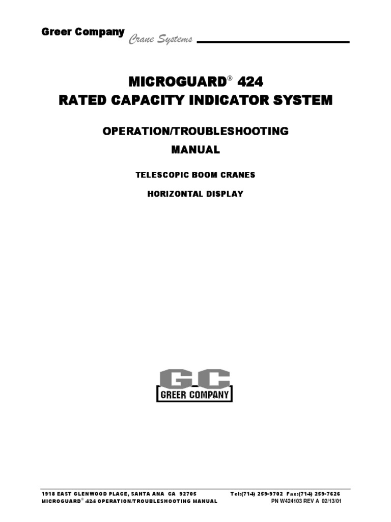 Microguard 424 Operators Manual PDF | PDF | Crane (Machine)