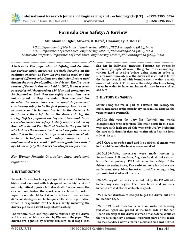Paper 2 PDF | PDF | Formula One | Seat Belt