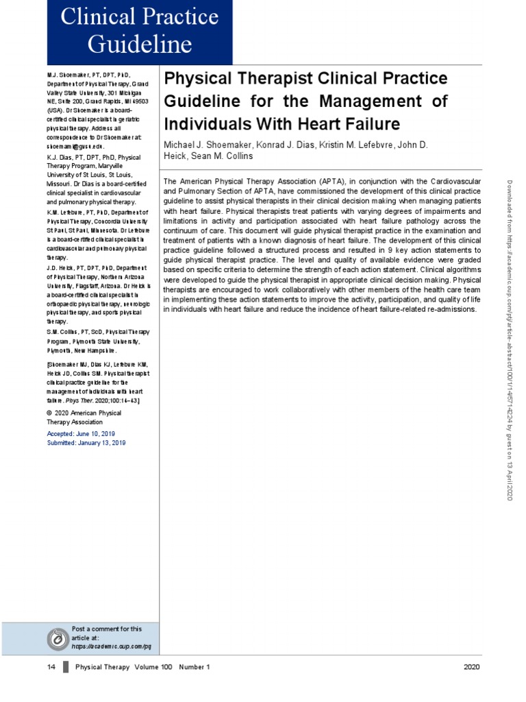 Guideline: Physical Therapist Clinical Practice Guideline For The ...