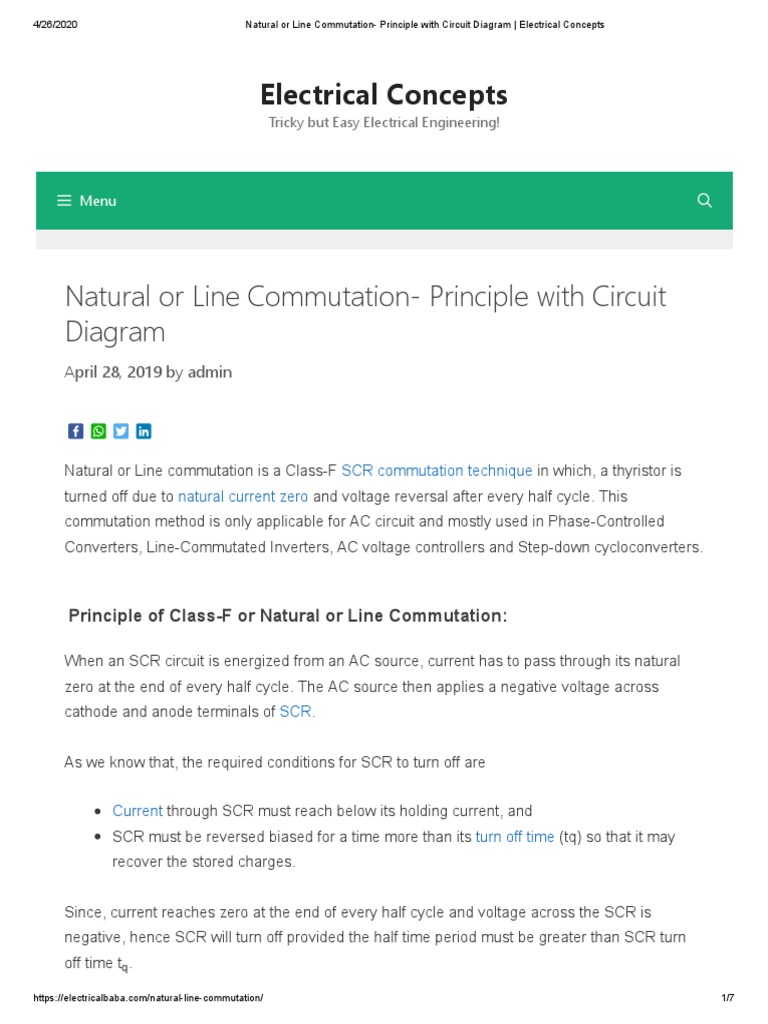 Natural or Line Commutation - Principle With Circuit Diagram ...