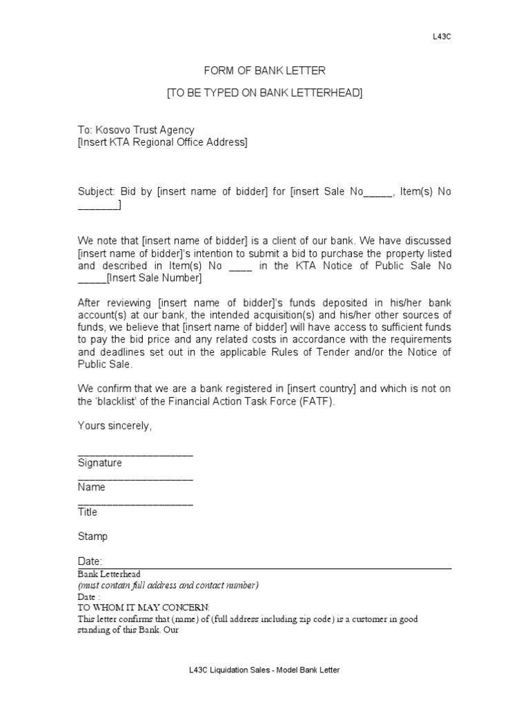 Model Bank Letter-Ngan Hang de | PDF | Overdraft | Service Industries