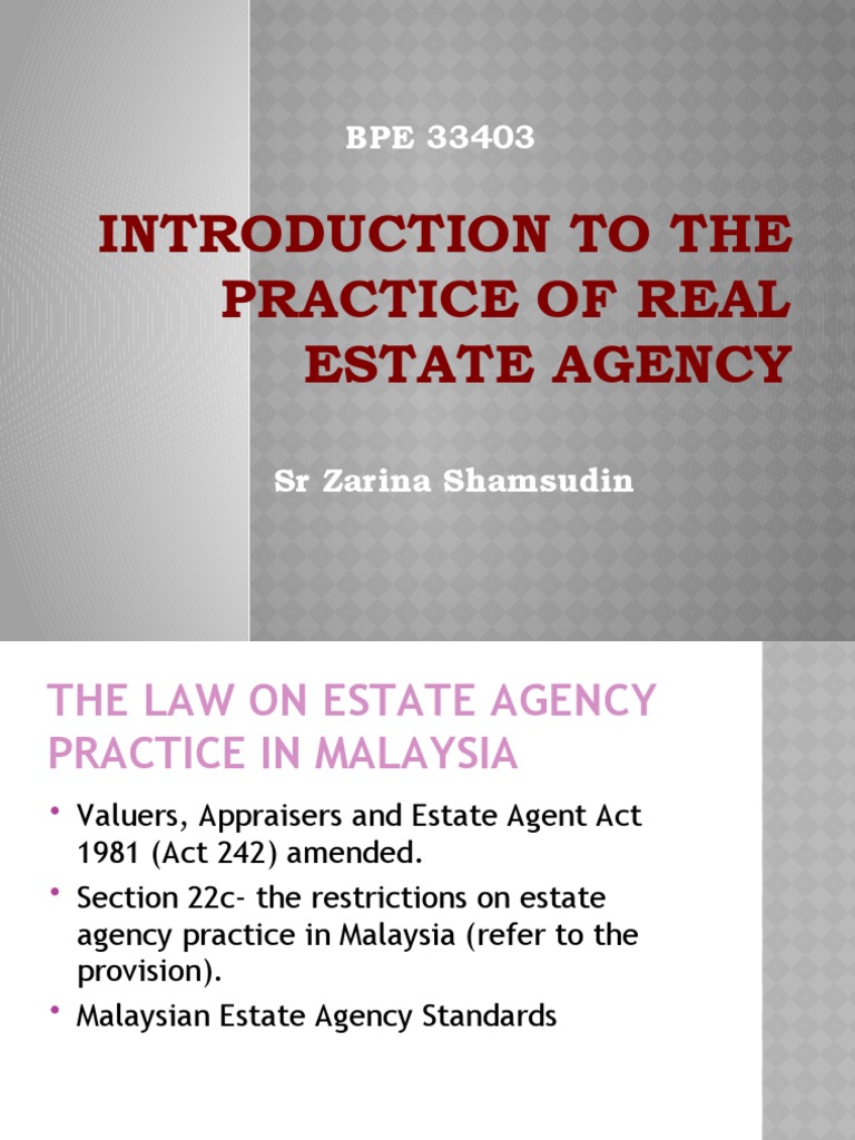 Lecture 1 - Introduction | PDF | Real Estate Broker | Leasehold Estate