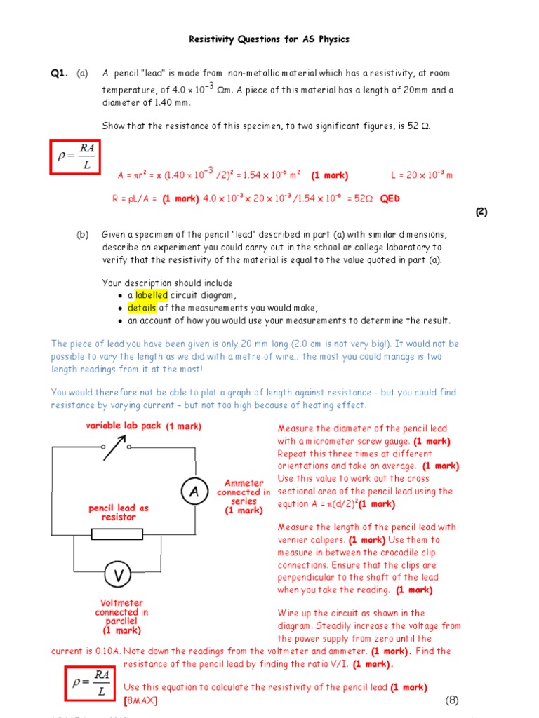 Resistivity experiment questions | PDF | Series And Parallel Circuits ...