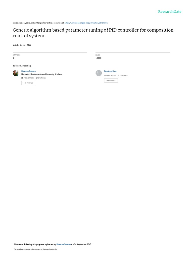 Genetic Algorithm Based Parameter Tuning Of Pid Co Pdf Control Theory Mathematical
