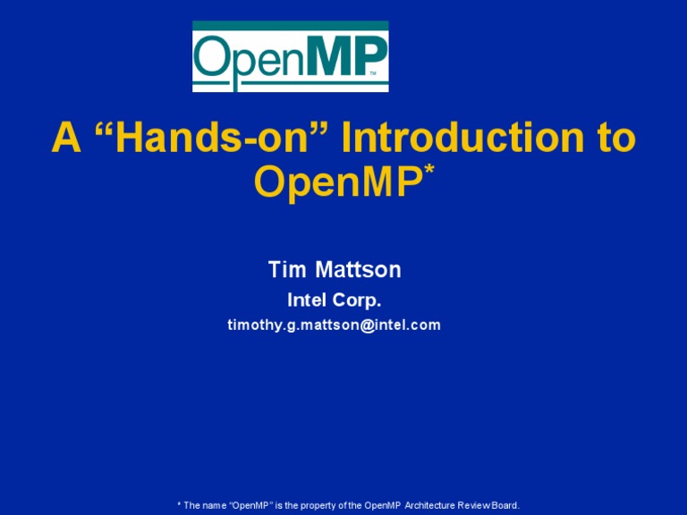 Intro - To - OpenMP - Mattson 1 PDF | PDF