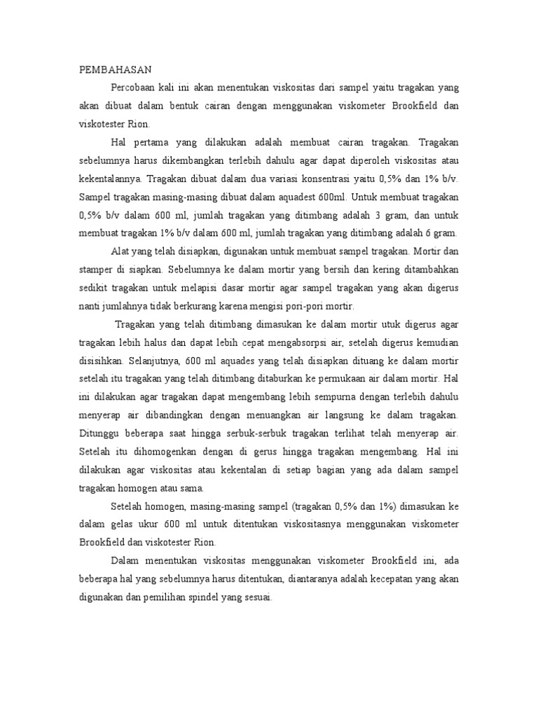 Pembahasan Viskositas | PDF | Sains & Matematika | Teknologi & Rekayasa