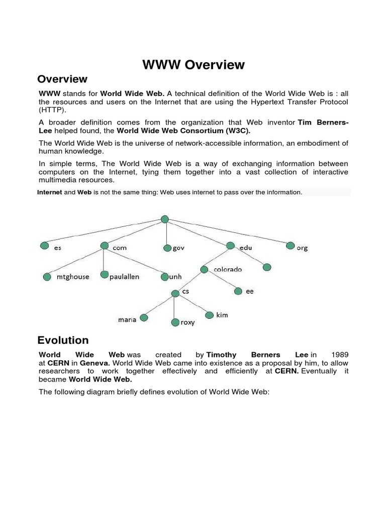 WWW Overview: WWW Stands For World Wide Web. A Technical Definition of ...
